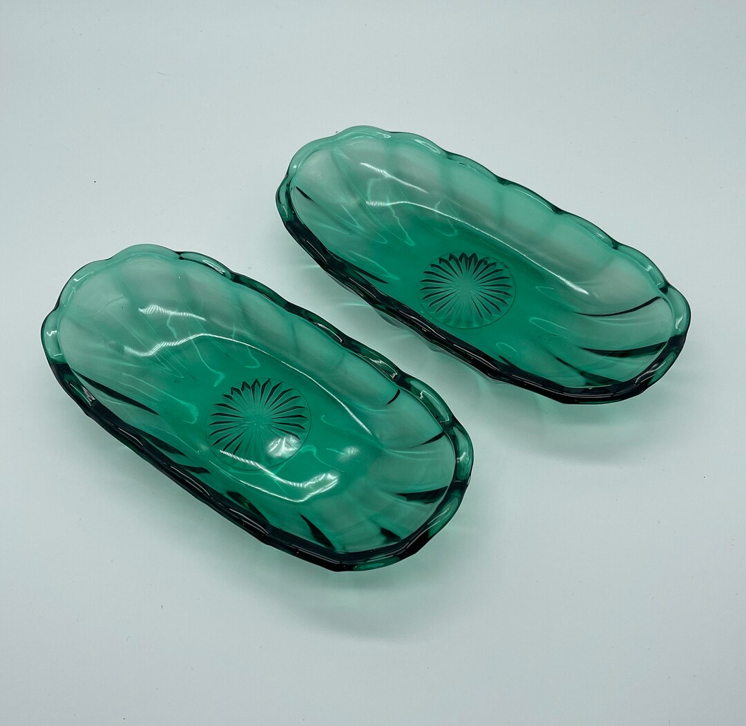 Anchor Hocking GREEN Banana Split GLASS Dishes - Etsy