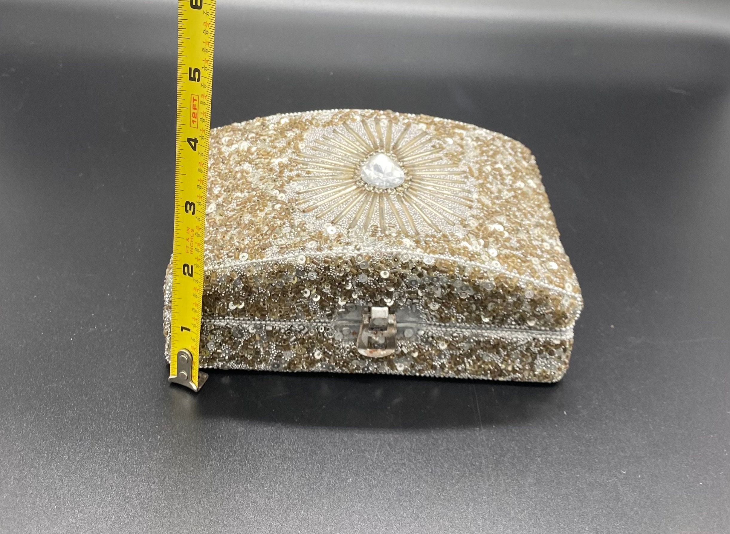 Silver Sequin Hinged Lid Jewelry Box - Etsy