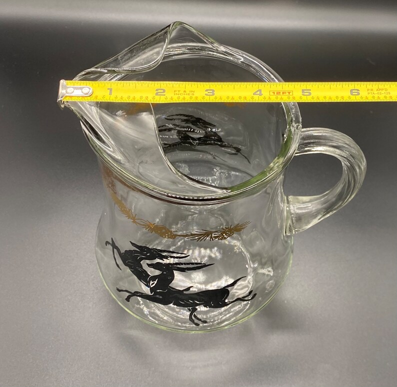 Vintage MCM Leaping Black Gazelle Impala Pitcher With Gold Accents in ...