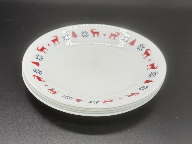 Vintage Set of 4 Corelle Holiday Winter Christmas 6 3/4” Bread & Butter ...