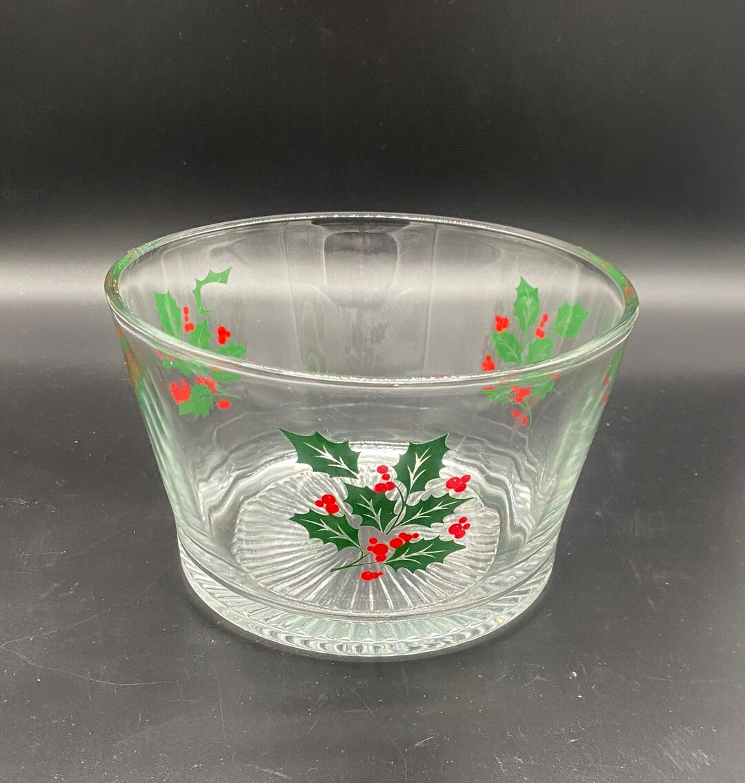 Vintage Holiday Indiana Glass HOLLY Ice Bucket - Etsy
