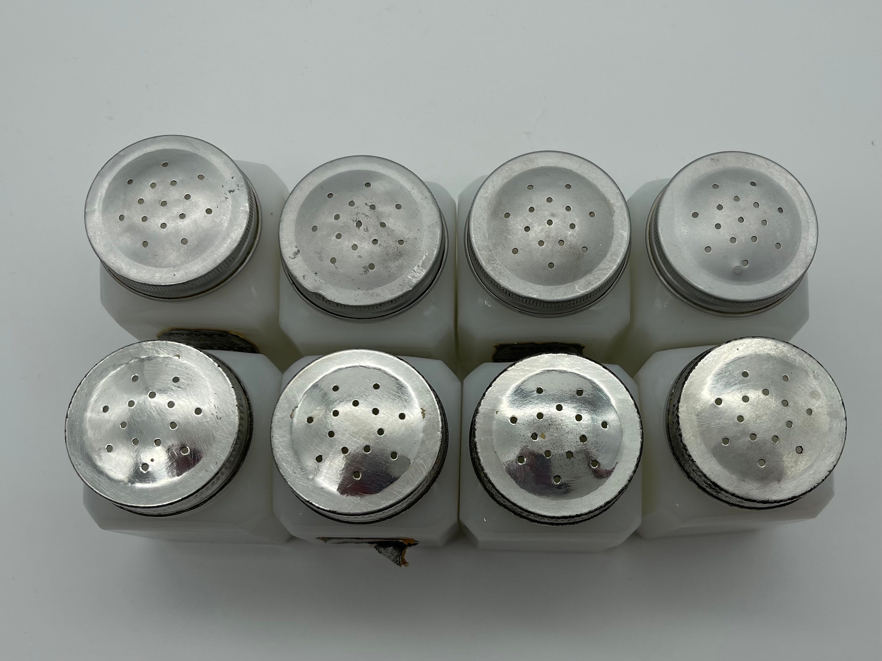 Vintage Dove Spice Jars Milk Glass Set of 8 - Etsy