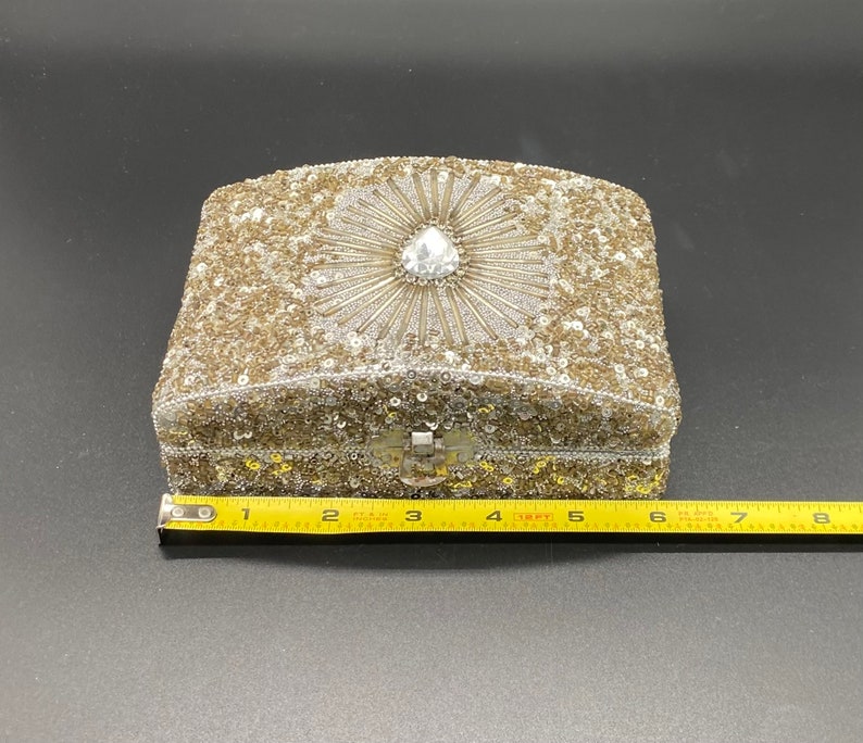 Silver Sequin Hinged Lid Jewelry Box - Etsy