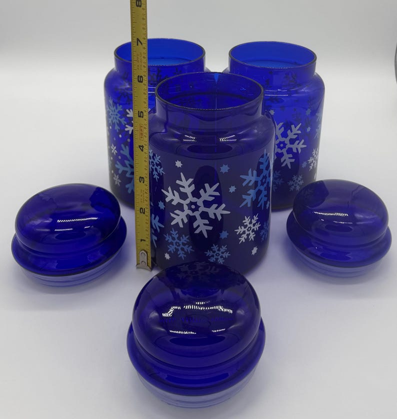 Vintage Cobalt Blue Libbey Holiday Hanukkah Christmas Snowflake Glass ...