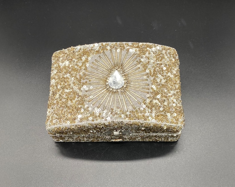 Silver Sequin Hinged Lid Jewelry Box - Etsy