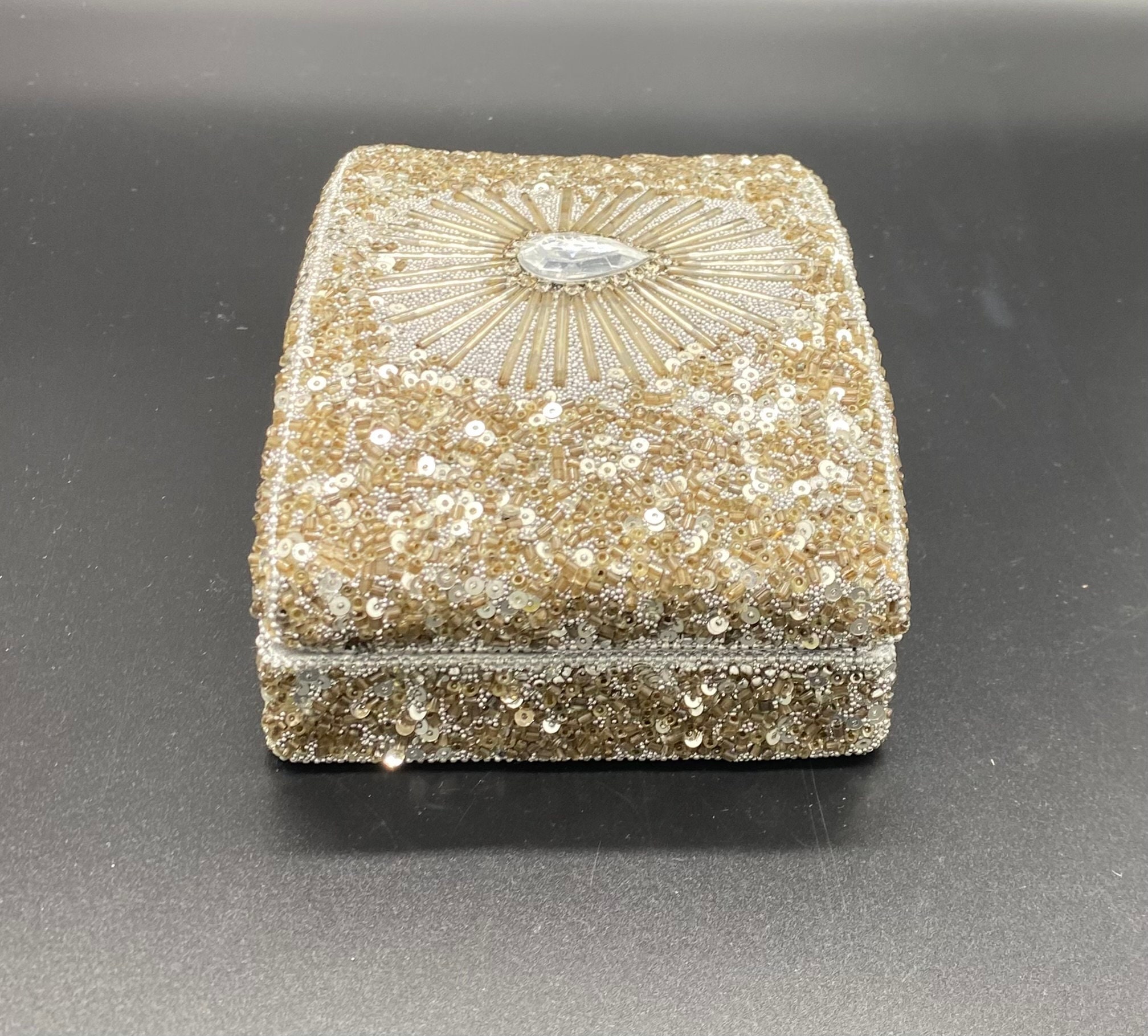 Silver Sequin Hinged Lid Jewelry Box - Etsy