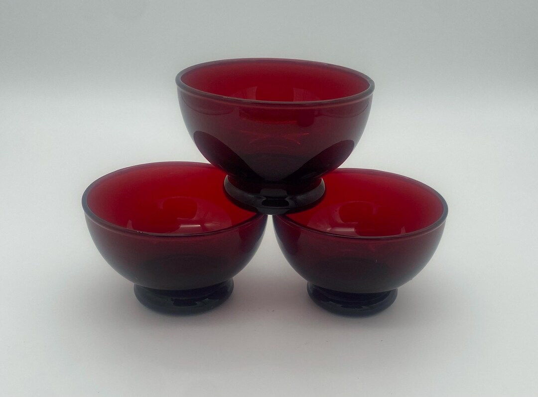 Vintage Anchor Hocking Baltic Royal Ruby 6.5oz Low Sherbet Dishes Bowls ...
