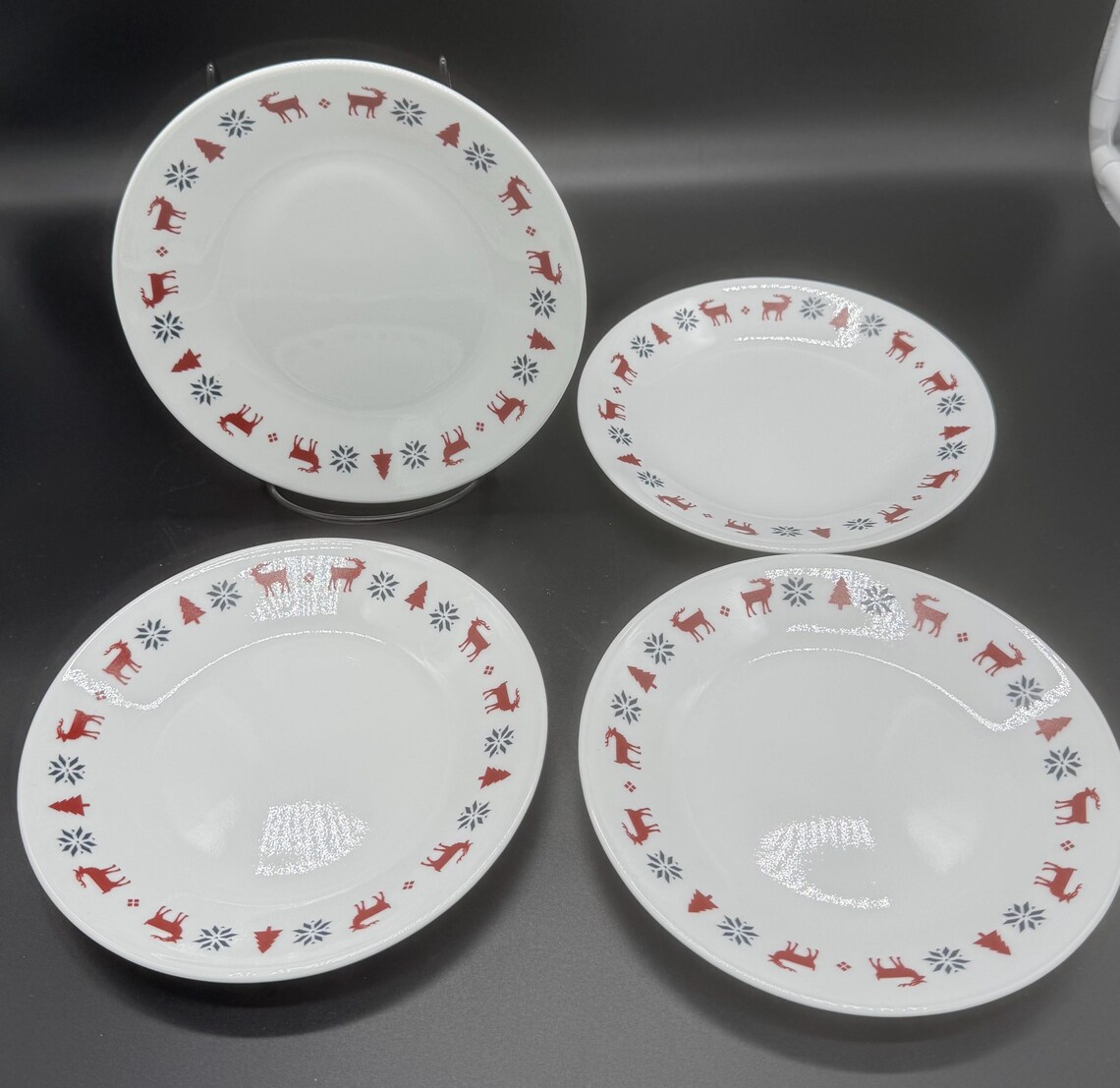 Vintage Set of 4 Corelle Holiday Winter Christmas 6 3/4” Bread & Butter ...