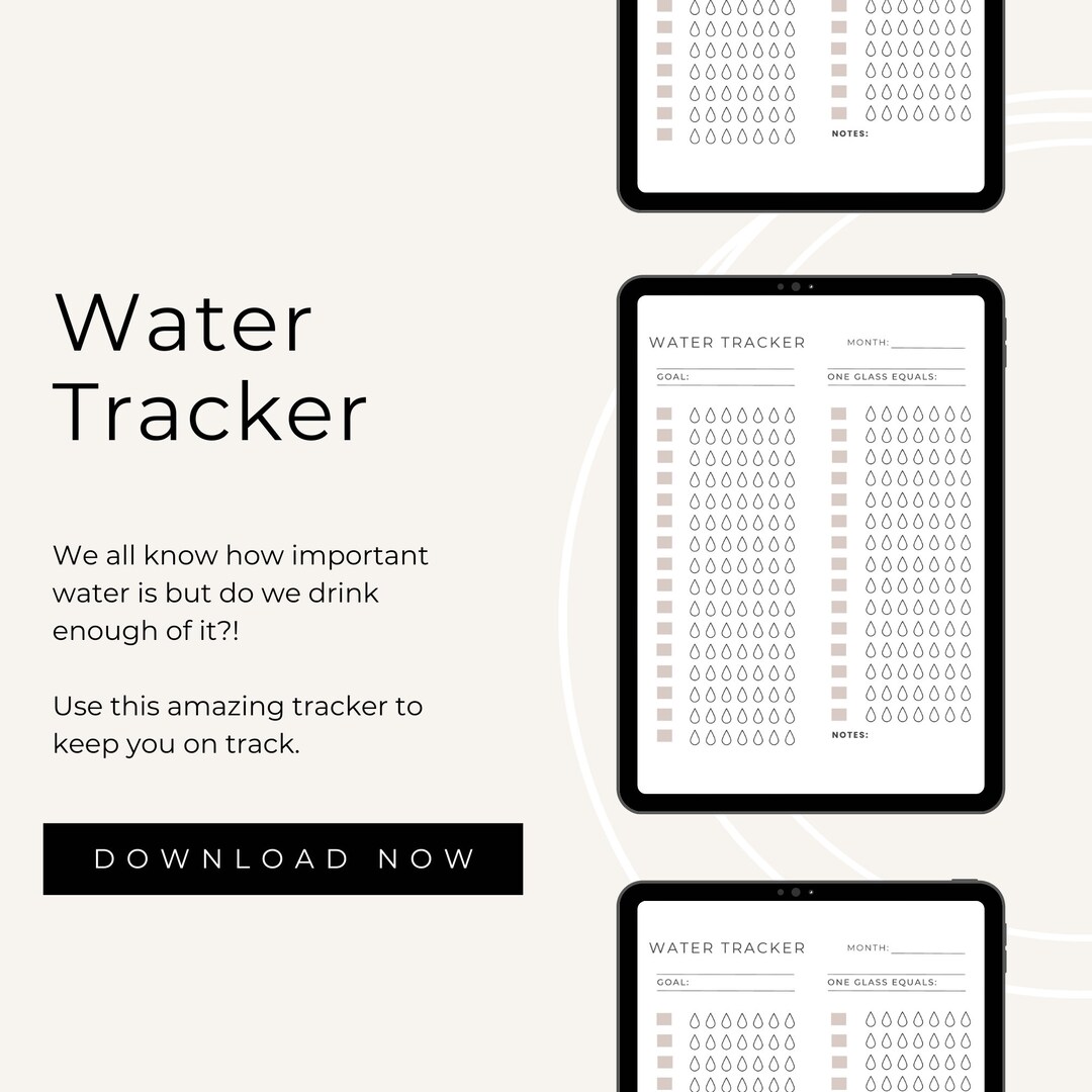 Water Tracker Digital Template Hydration Tracker Water Journal Water ...