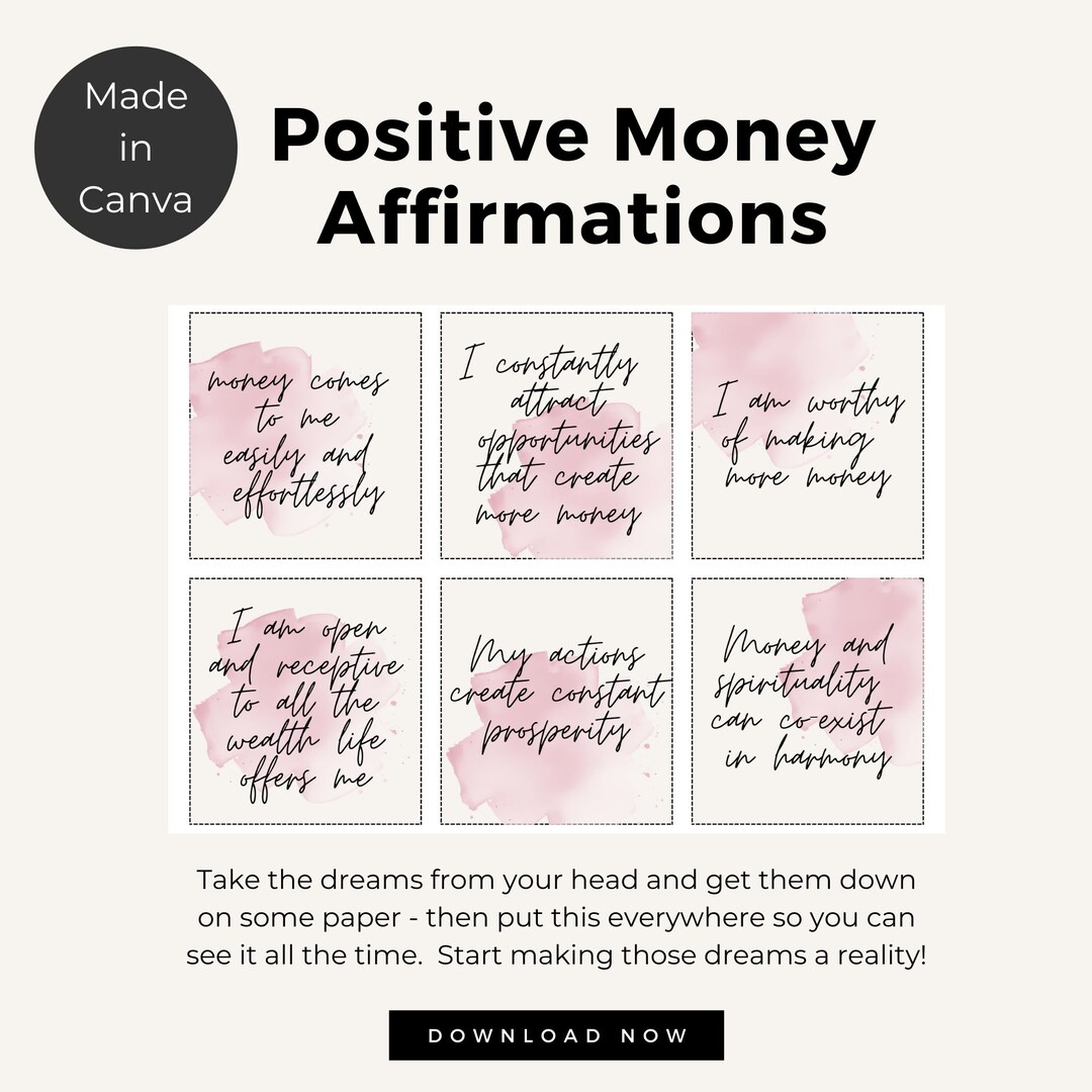 Money Affirmations Printable Manifestation Cards Vision Board ...