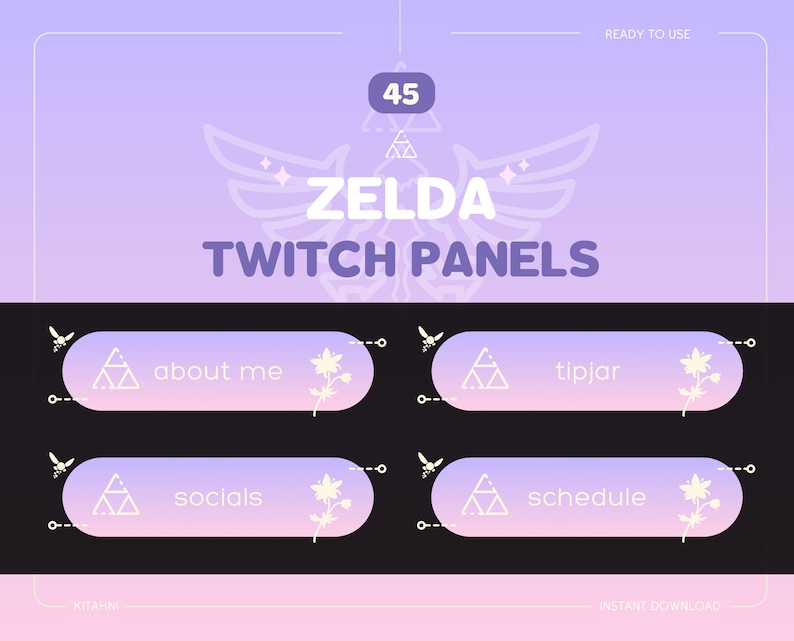 Zelda Twitch Panels | 45 Pastel Pink Purple Lavender Designs (digital ...