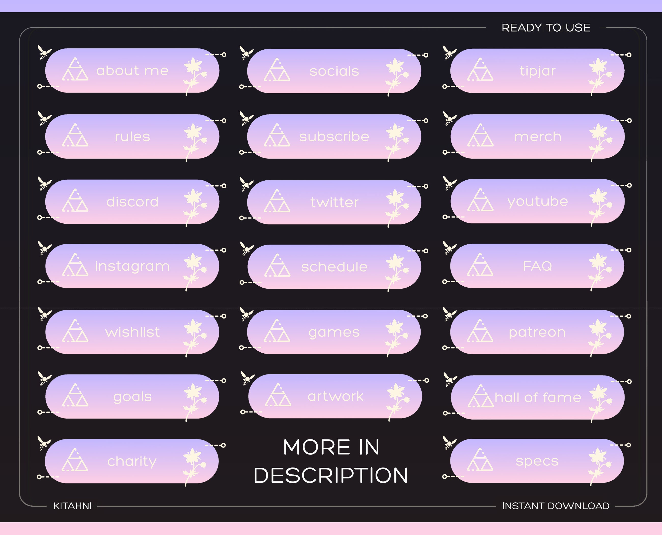 45 Zelda Twitch Panels | Pastel Pink Purple Lavender | Minimal | Cute ...
