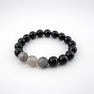 Premium Black Onyx With Cloudy Crystal Bracelet - Men's Healing Gem ...