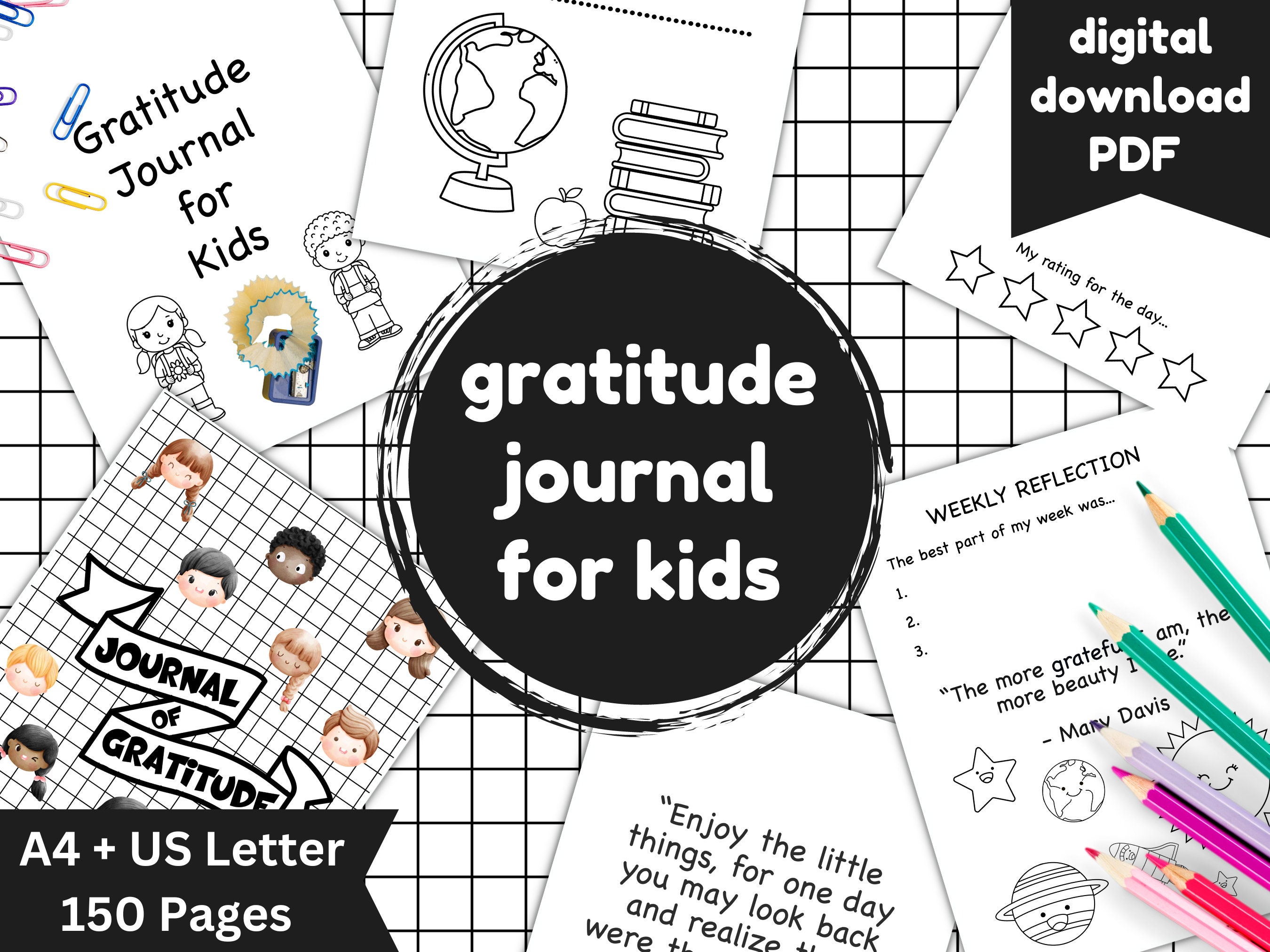 Printable Kids Gratitude Journal Printable Writing Worksheets Printable ...