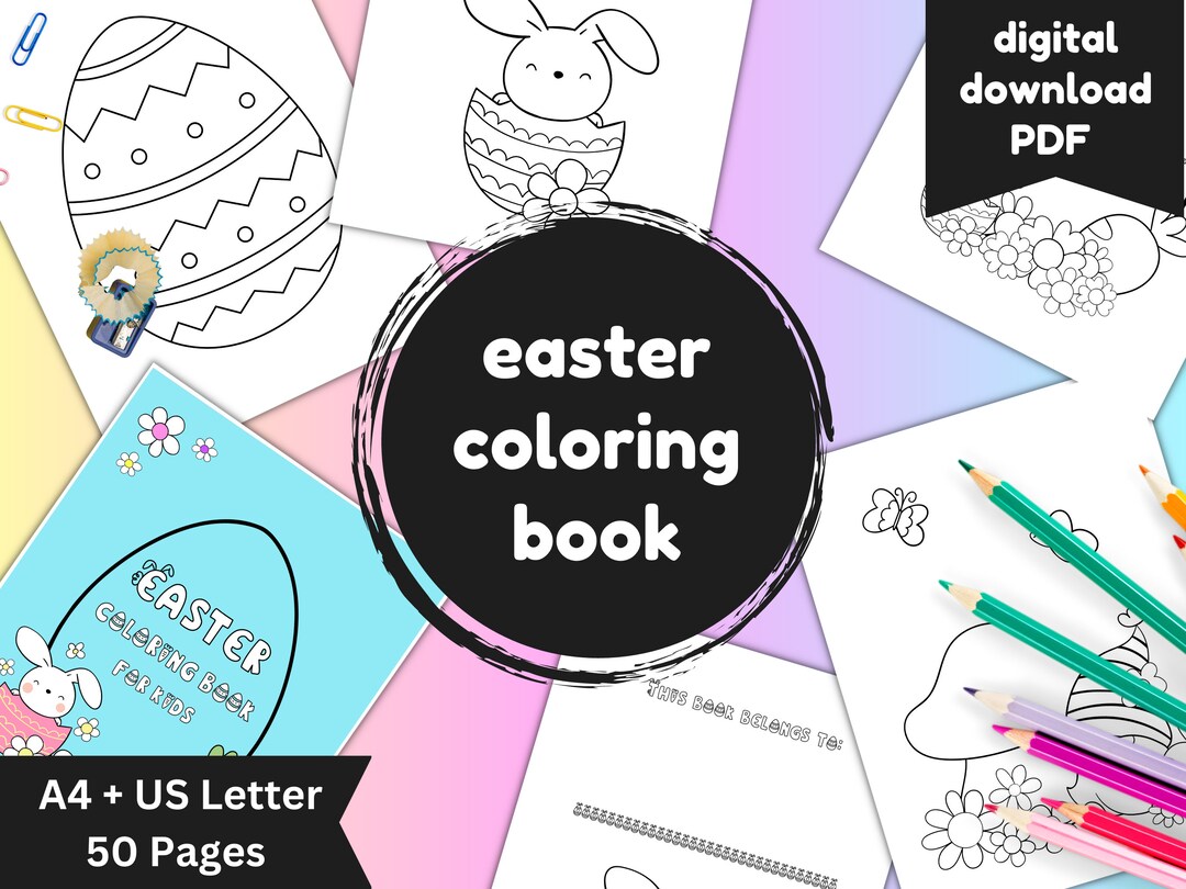 Printable Easter Coloring Book for Kids Simple Easter Coloring Book ...