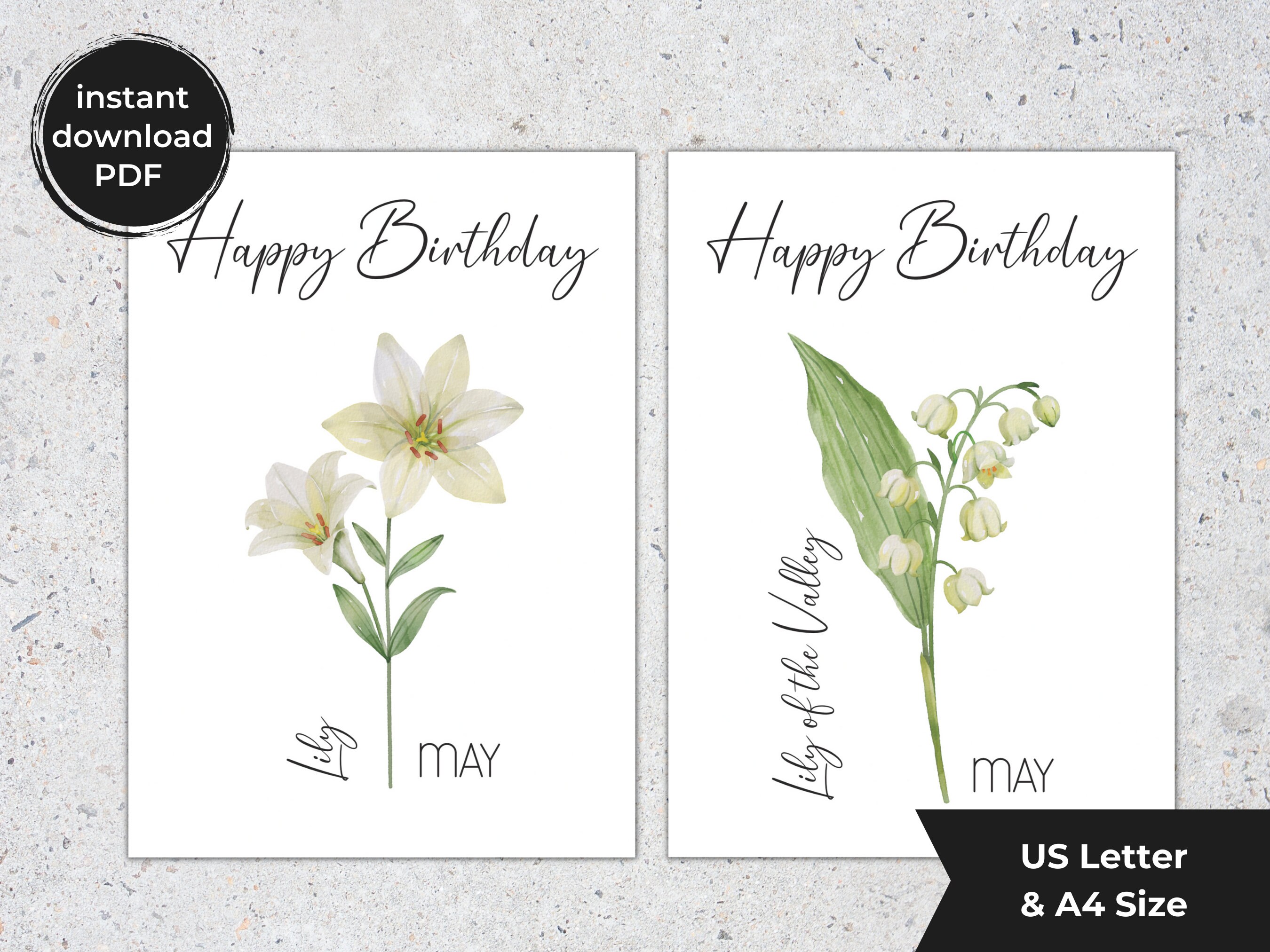May Birth Month Printable Greeting Card Birthday Flower - Etsy
