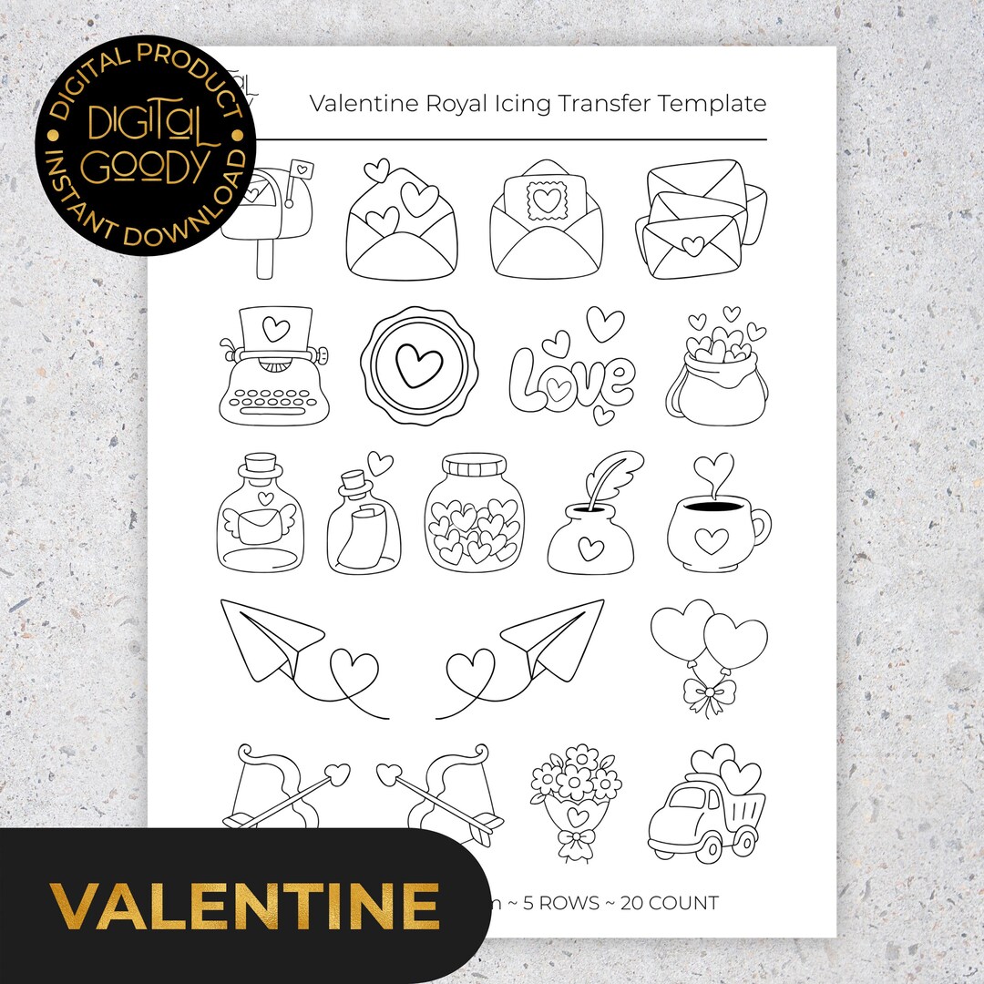 Valentine Royal Icing Transfer Sheets Printable Valentine's Day Love ...