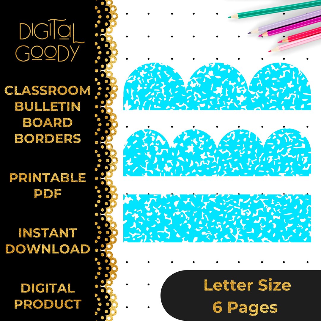 Printable Bulletin Board Borders – Scalloped & Straight Aqua ...