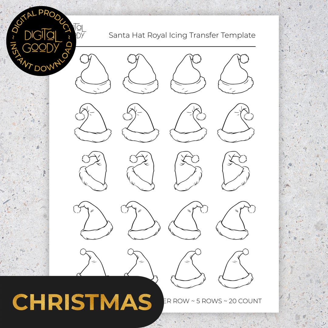 Santa Hat Royal Icing Transfer Sheets Printable Christmas Icing ...