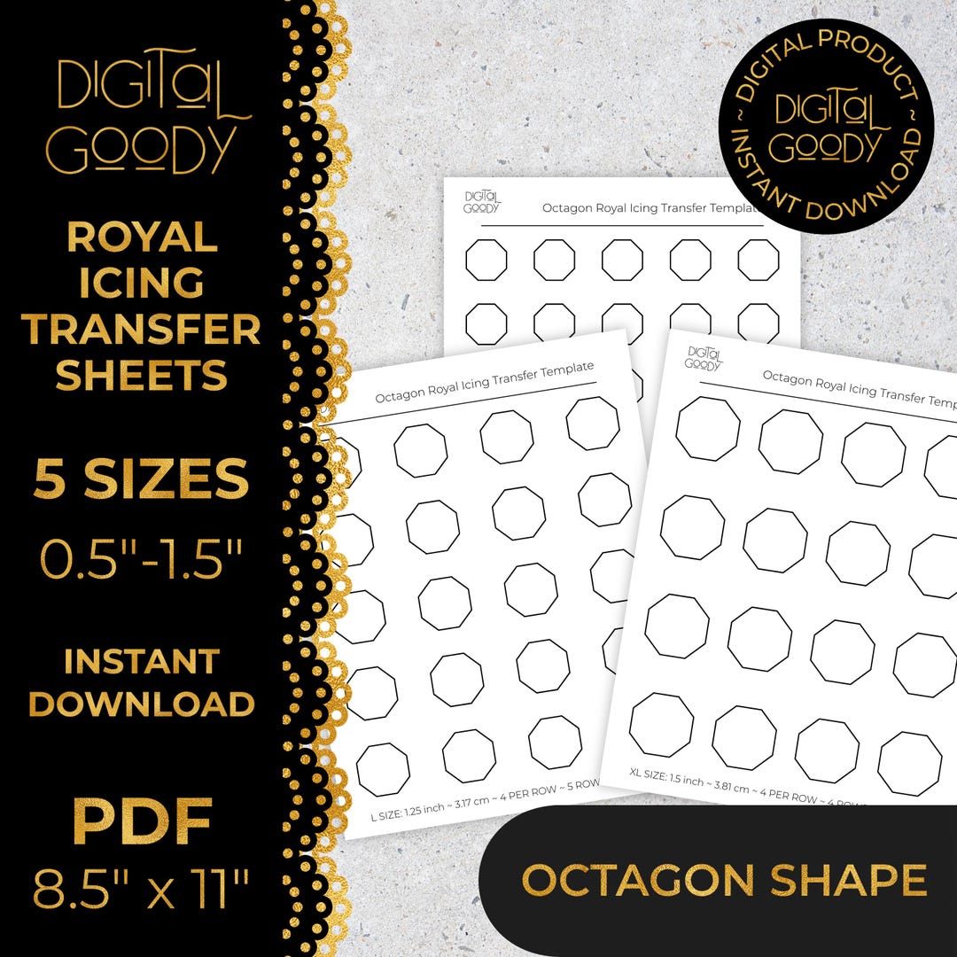 Octagon Royal Icing Transfer Sheets – Printable Template Bundle for ...