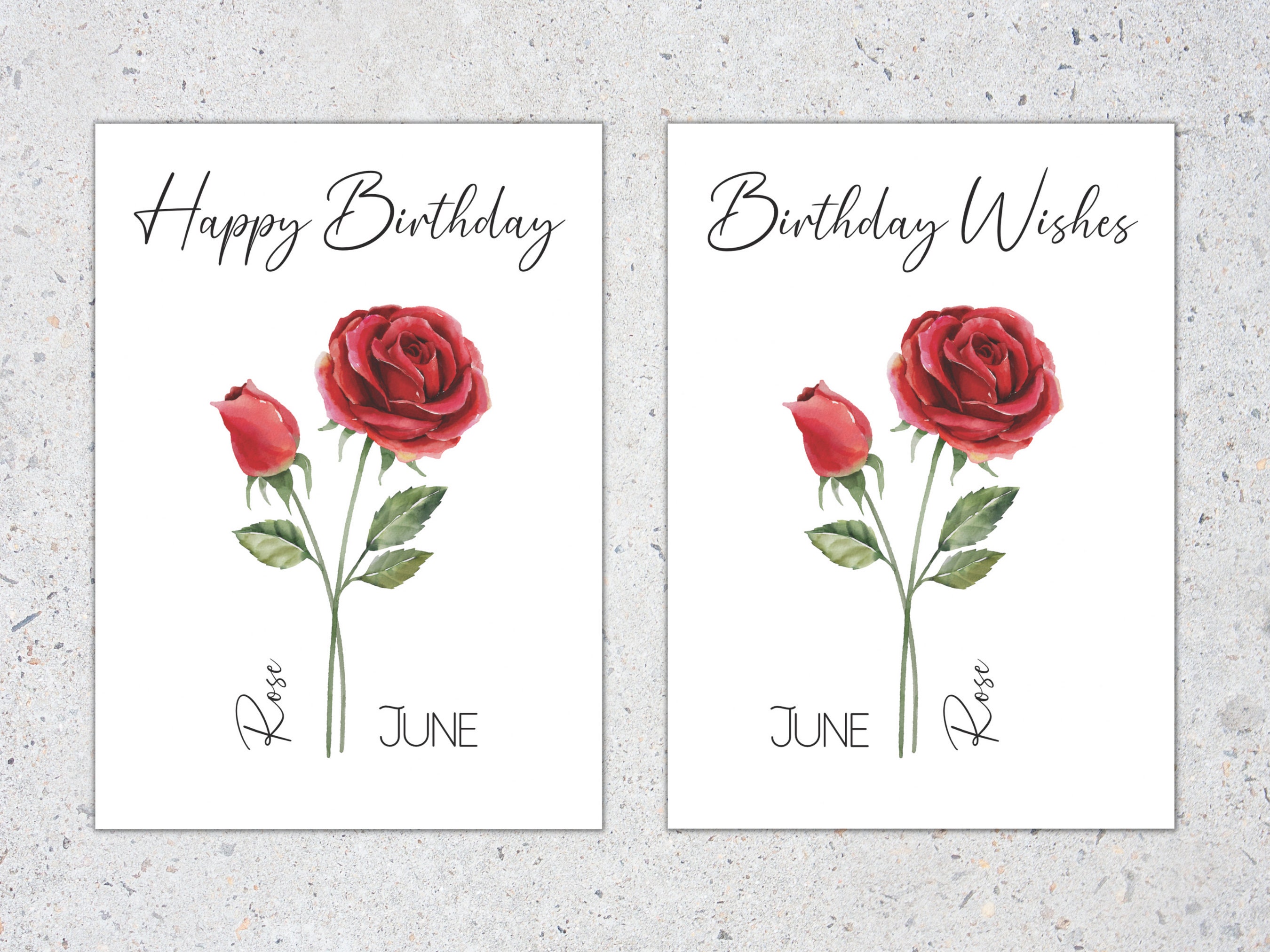 June Birth Month Printable Greeting Card, Birthday Flower Cards, Blank ...