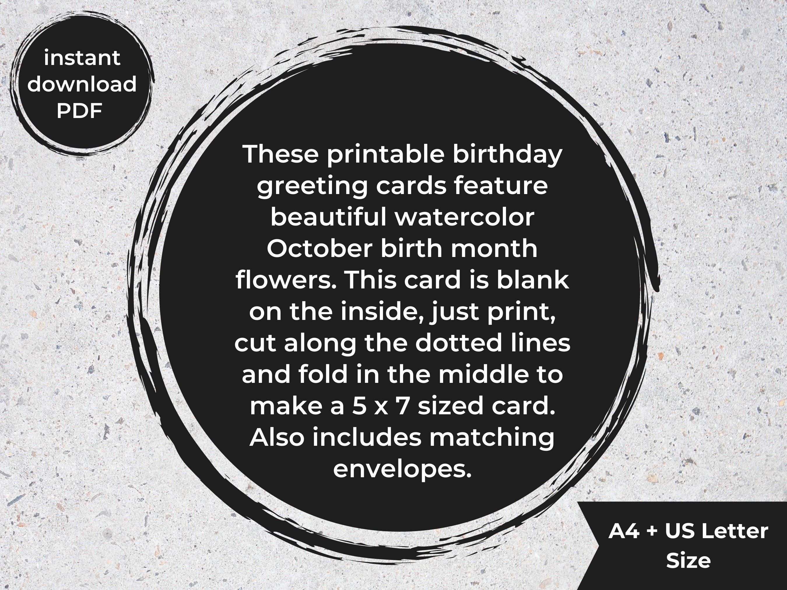 October Birth Month Printable Greeting Card, Birthday Flower Cards ...