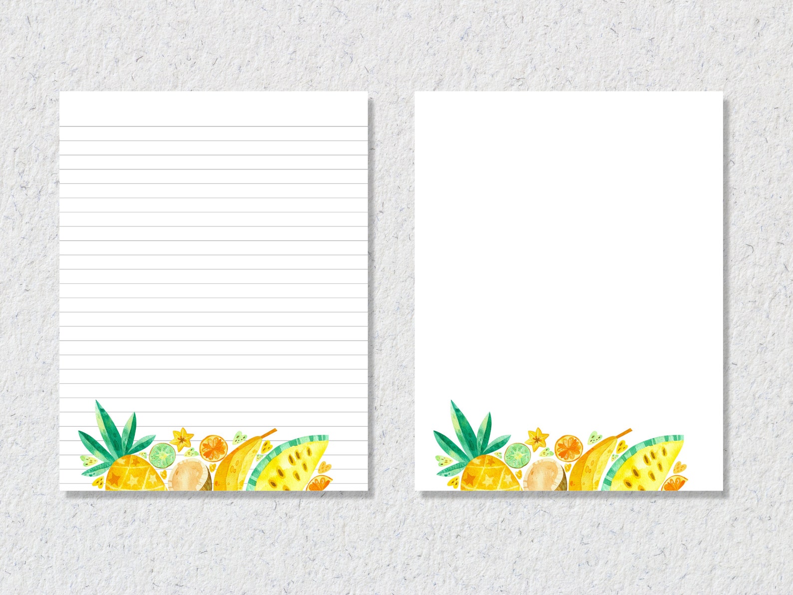 Tropical Fruit Paper Stationery Set | Fruity Printable Notepaper ...