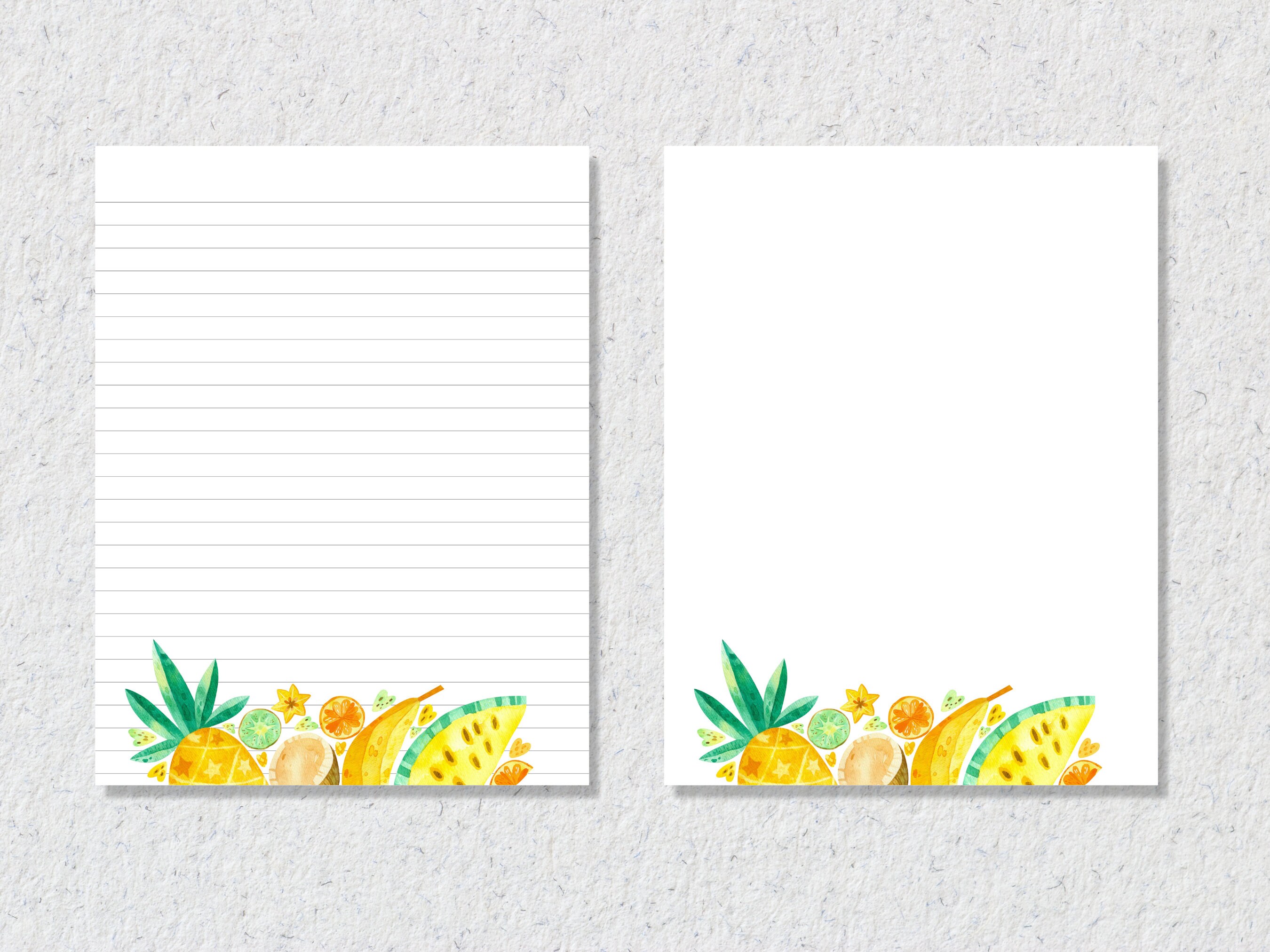 Tropical Fruit Paper Stationery Set | Fruity Printable Notepaper ...