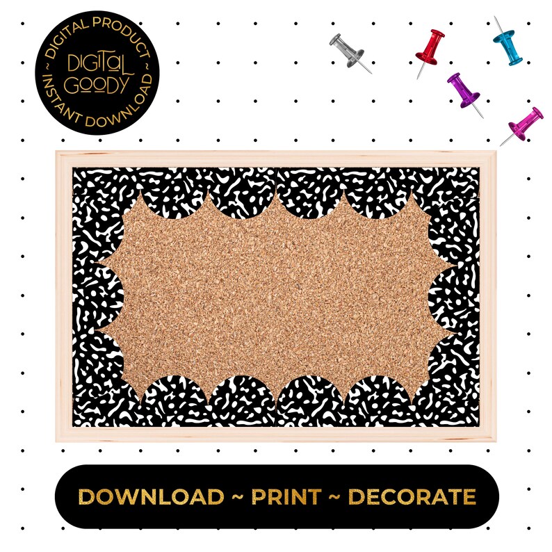 Printable Bulletin Board Borders Scalloped & Straight Black Composition ...