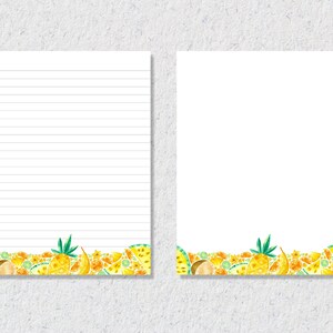 Tropical Fruit Paper Stationery Set | Fruity Printable Notepaper ...