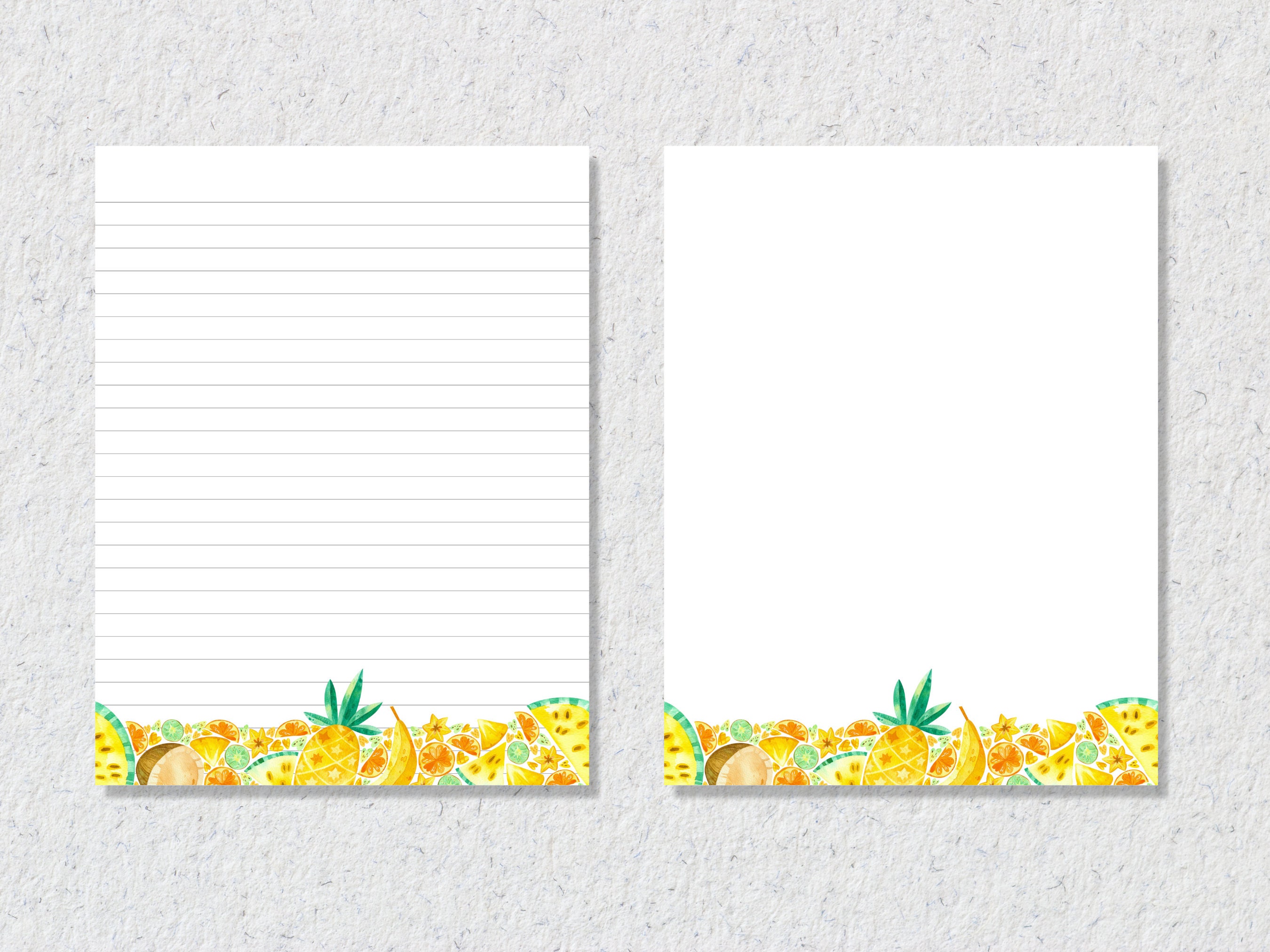 Tropical Fruit Paper Stationery Set | Fruity Printable Notepaper ...