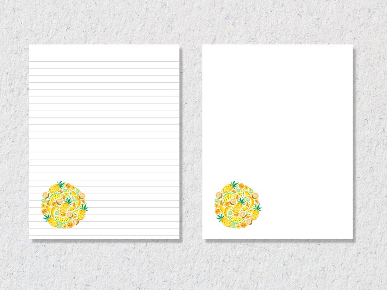 Tropical Fruit Paper Stationery Set | Fruity Printable Notepaper ...