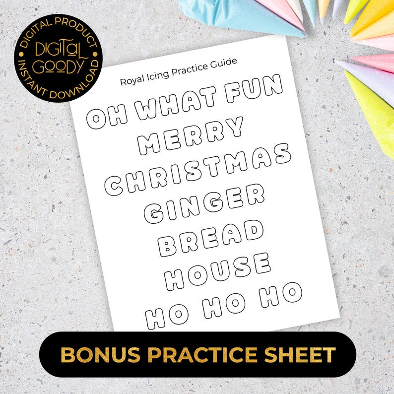 Christmas Royal Icing Practice Sheets Printable Gingerbread Icing ...