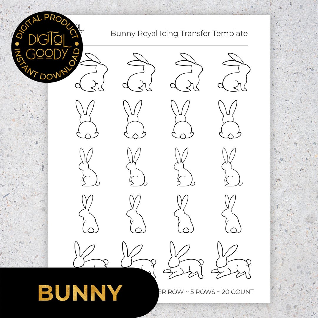 Bunny Royal Icing Transfer Sheets Printable Easter Rabbit Template ...
