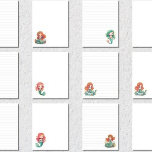 Mermaid Paper Stationery Set Sea Princess Printable Notepaper Digital ...