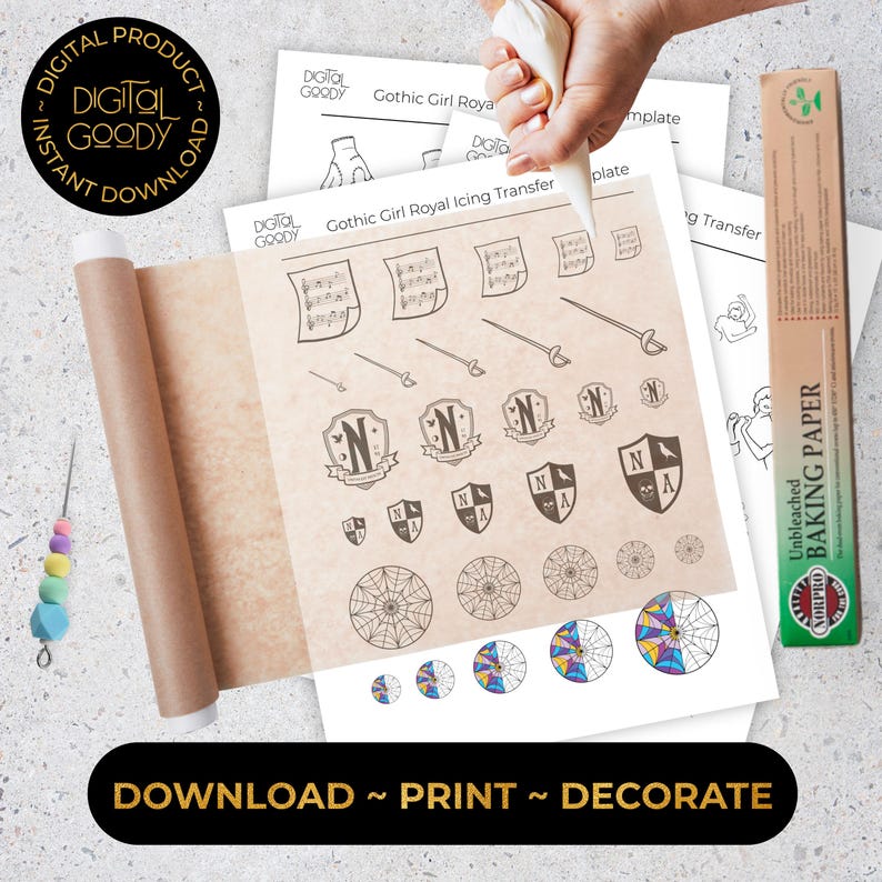 Gothic Girl Royal Icing Transfer Sheets Printable Halloween Kawaii Goth ...