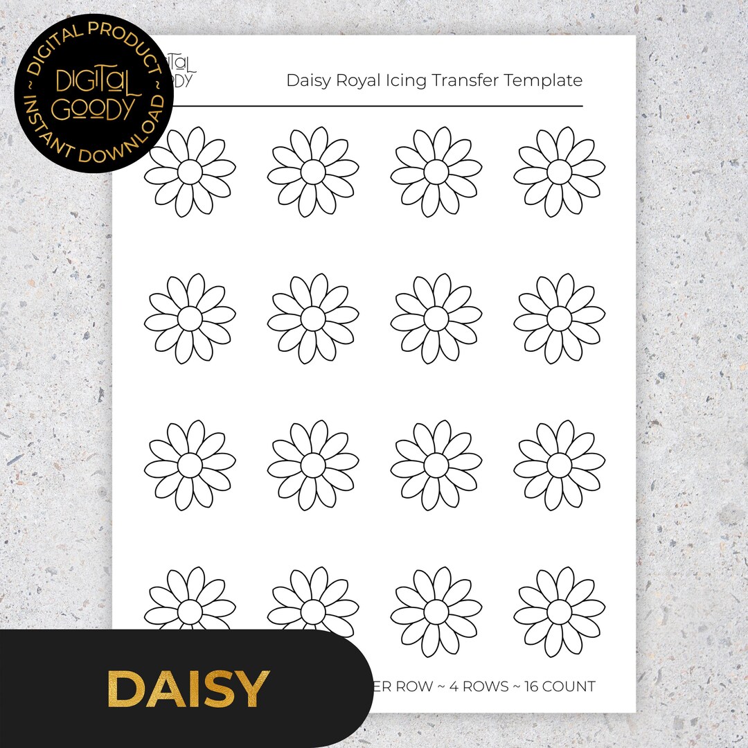 Daisy Royal Icing Transfer Sheets Printable Flower Template Bundle for ...