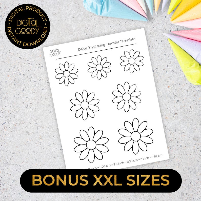 Daisy Royal Icing Transfer Sheets Printable Flower Template Bundle for ...