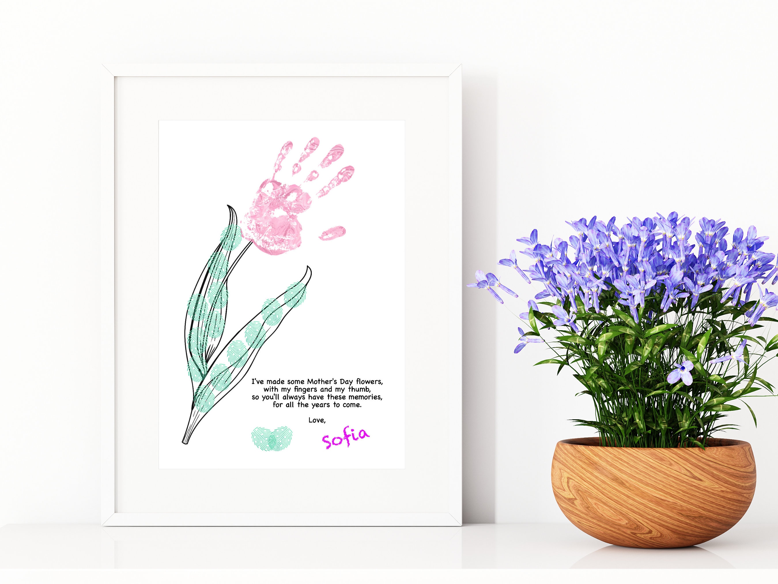 Mother's Day Handprint Fingerprint Craft Card Handprint Art ...