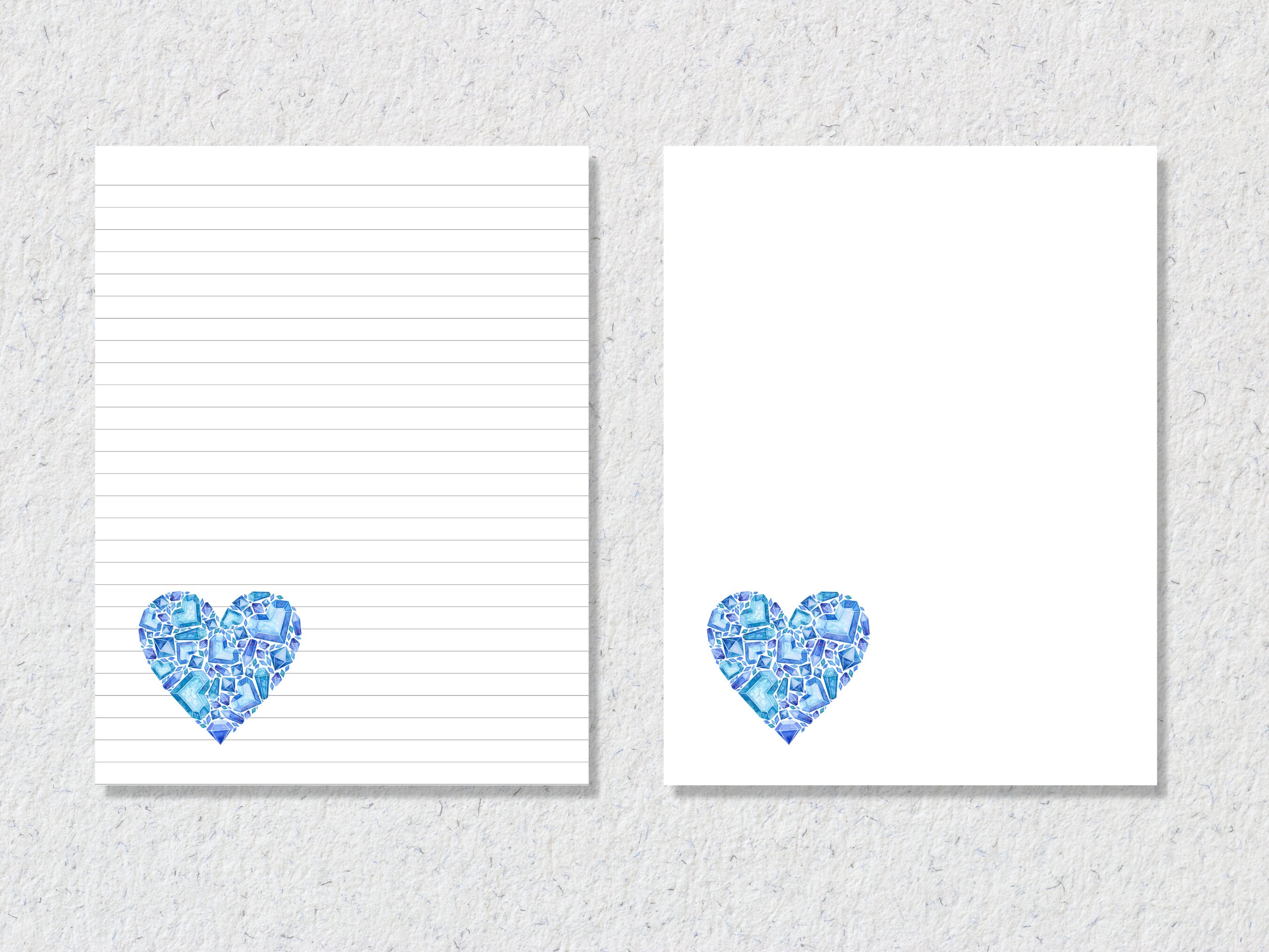 Crystal Gems Paper Printable Stationery Set Jewels Notepaper Digital ...