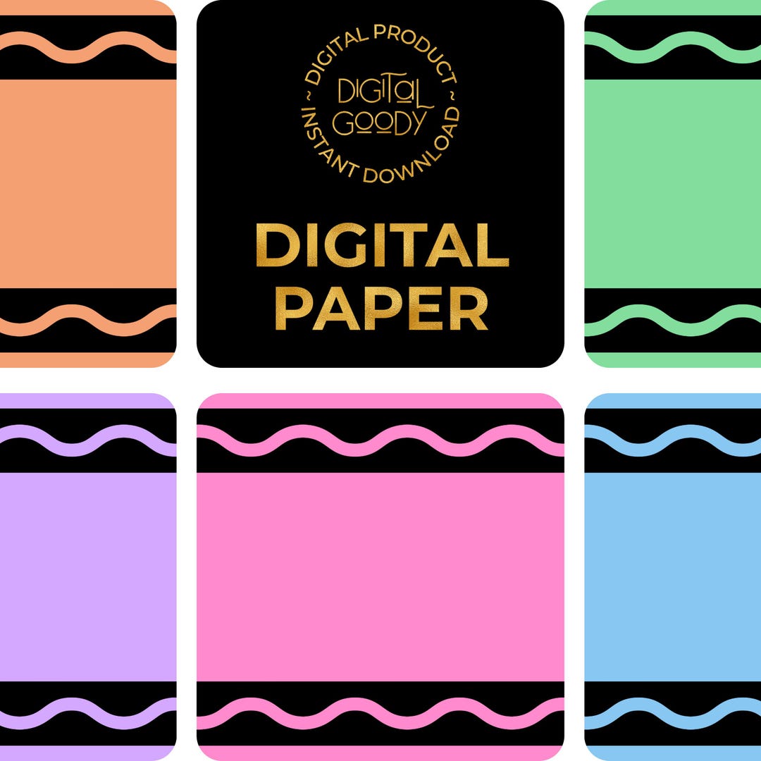 Crayon Digital Paper Pack School Crayon Pattern Scrapbook Backgrounds ...