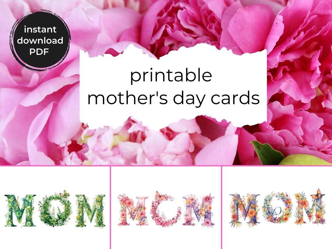 Mother's Day Printable Floral Card Flower Card Personalized Gift ...