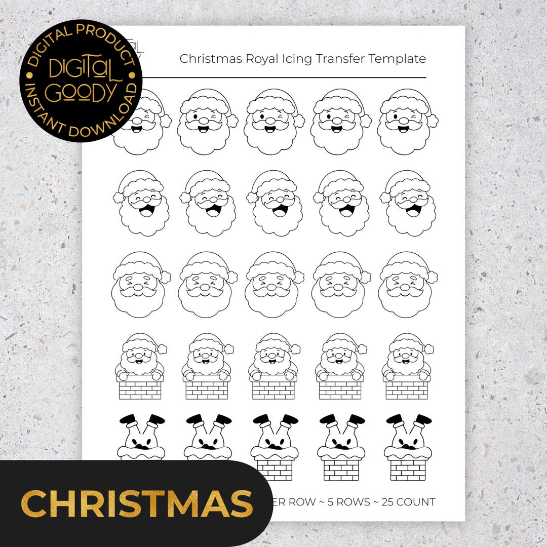 Santa Royal Icing Transfer Sheets Printable Christmas Icing Template ...