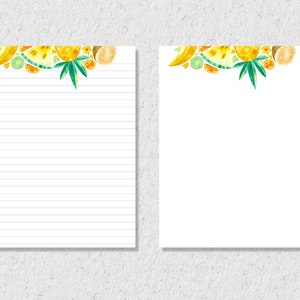 Tropical Fruit Paper Stationery Set | Fruity Printable Notepaper ...