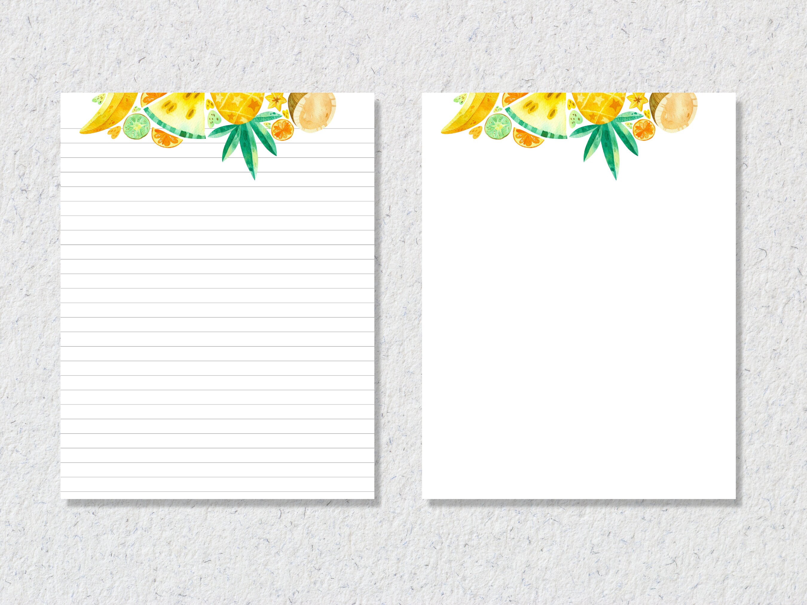 Tropical Fruit Paper Stationery Set | Fruity Printable Notepaper ...