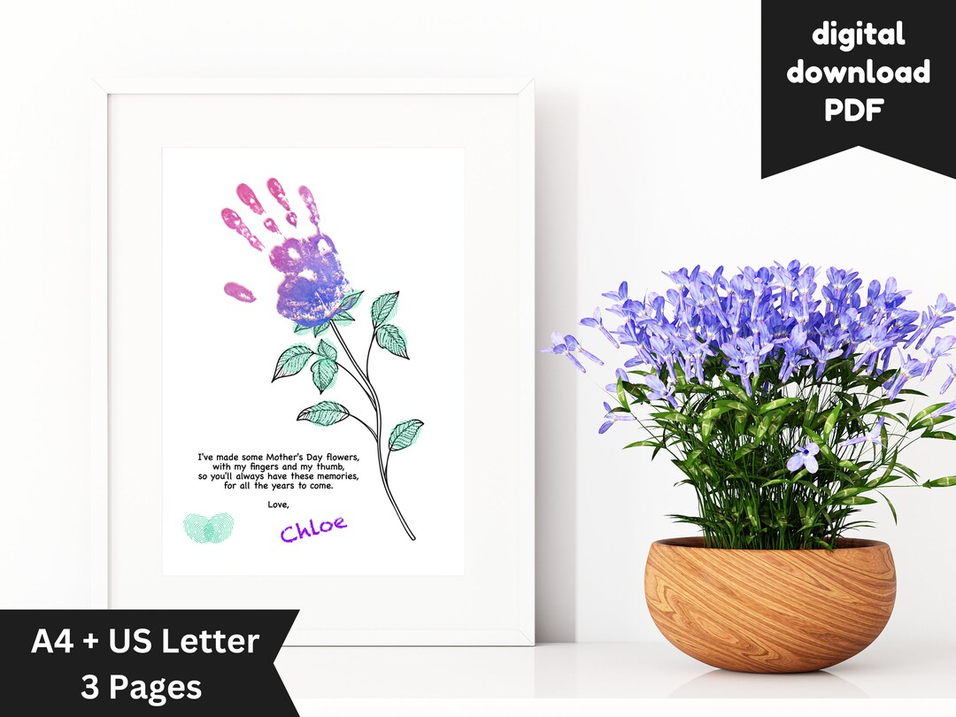 Mother's Day Handprint Fingerprint Craft Card | Handprint Art ...