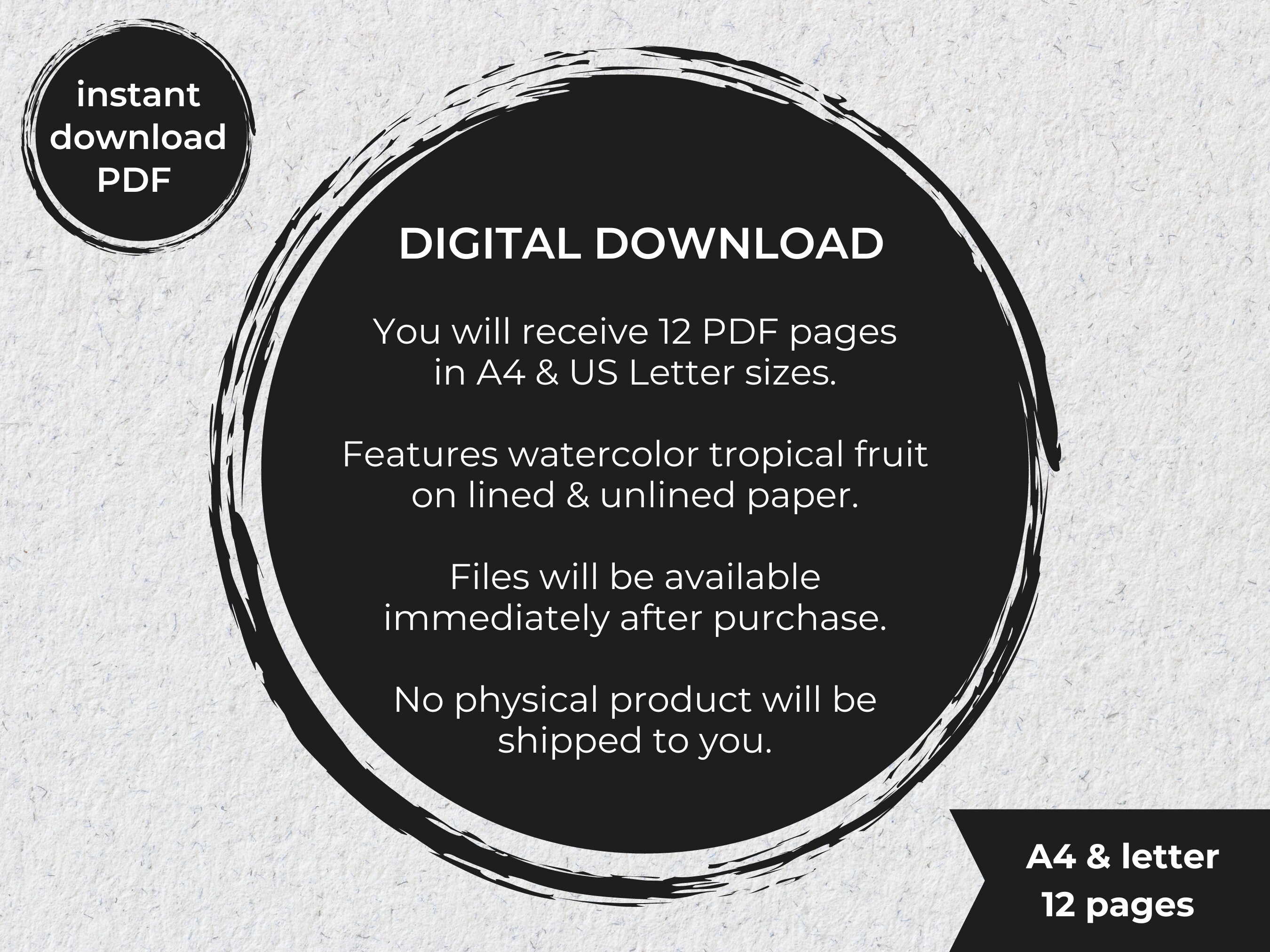 Tropical Fruit Paper Stationery Set Fruity Printable Notepaper Digital ...