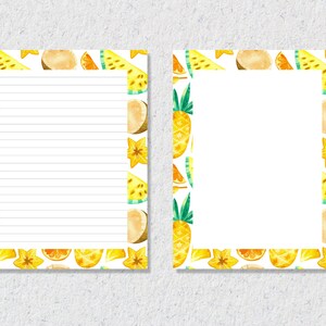 Tropical Fruit Paper Stationery Set | Fruity Printable Notepaper ...