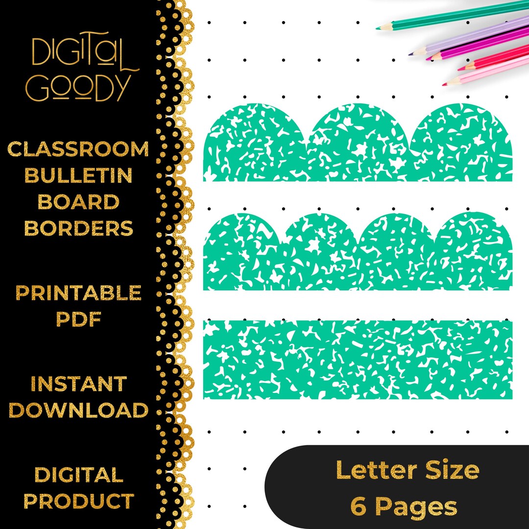 Printable Bulletin Board Borders – Scalloped & Straight Teal ...