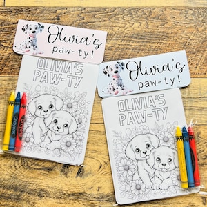 Puppy Party Favors, Mini Coloring Pages With Crayons, Kids Party ...